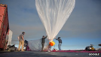 Google tests balloons to beam internet from near space