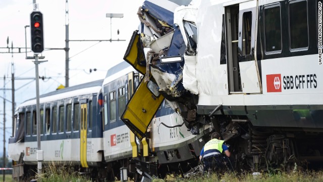 Dozens injured in Swiss train collision